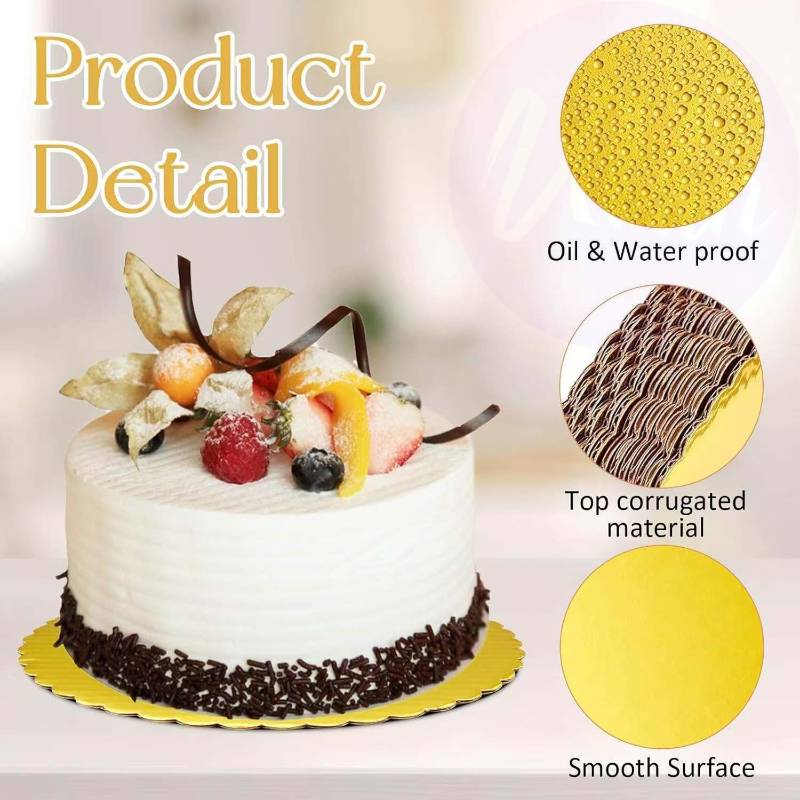 8″ Golden Round Cake Paper Pad with Handle – UVan Enterprises LTD ...