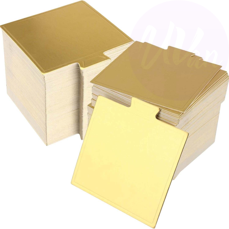 3.54×3.54″ Golden Square Cake Paper Pad with Handle – UVan Enterprises ...