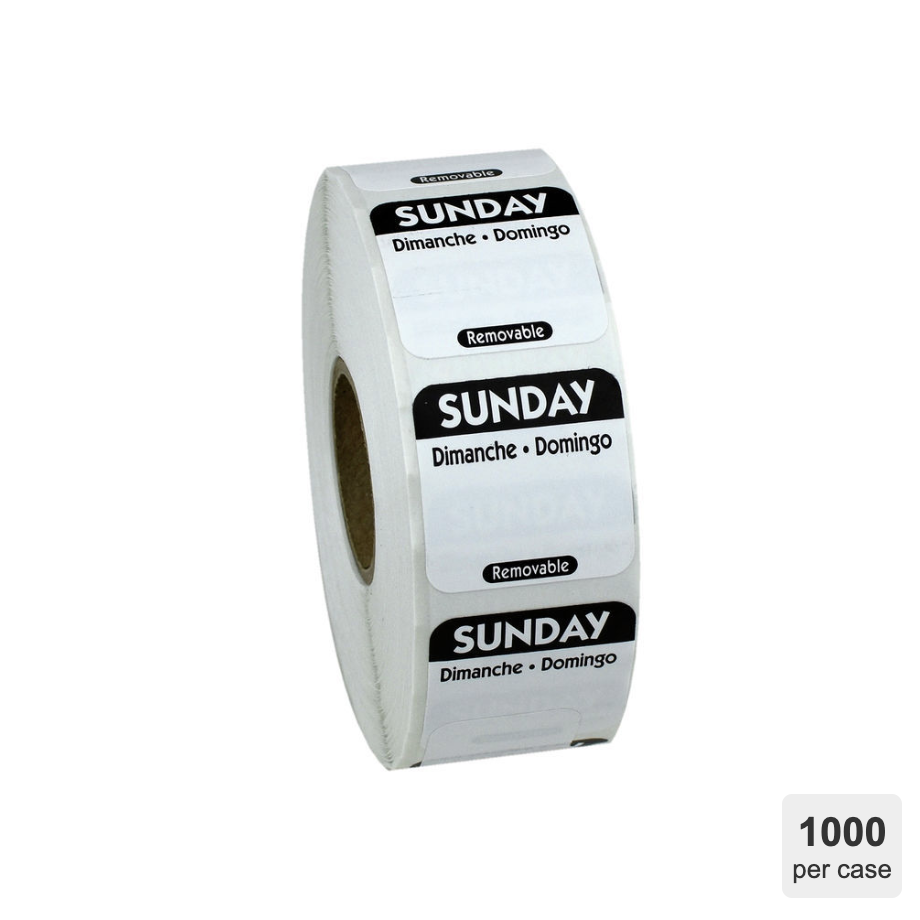 1×1 inch Trilingual Sunday Removable Label – UVan Enterprises LTD ...